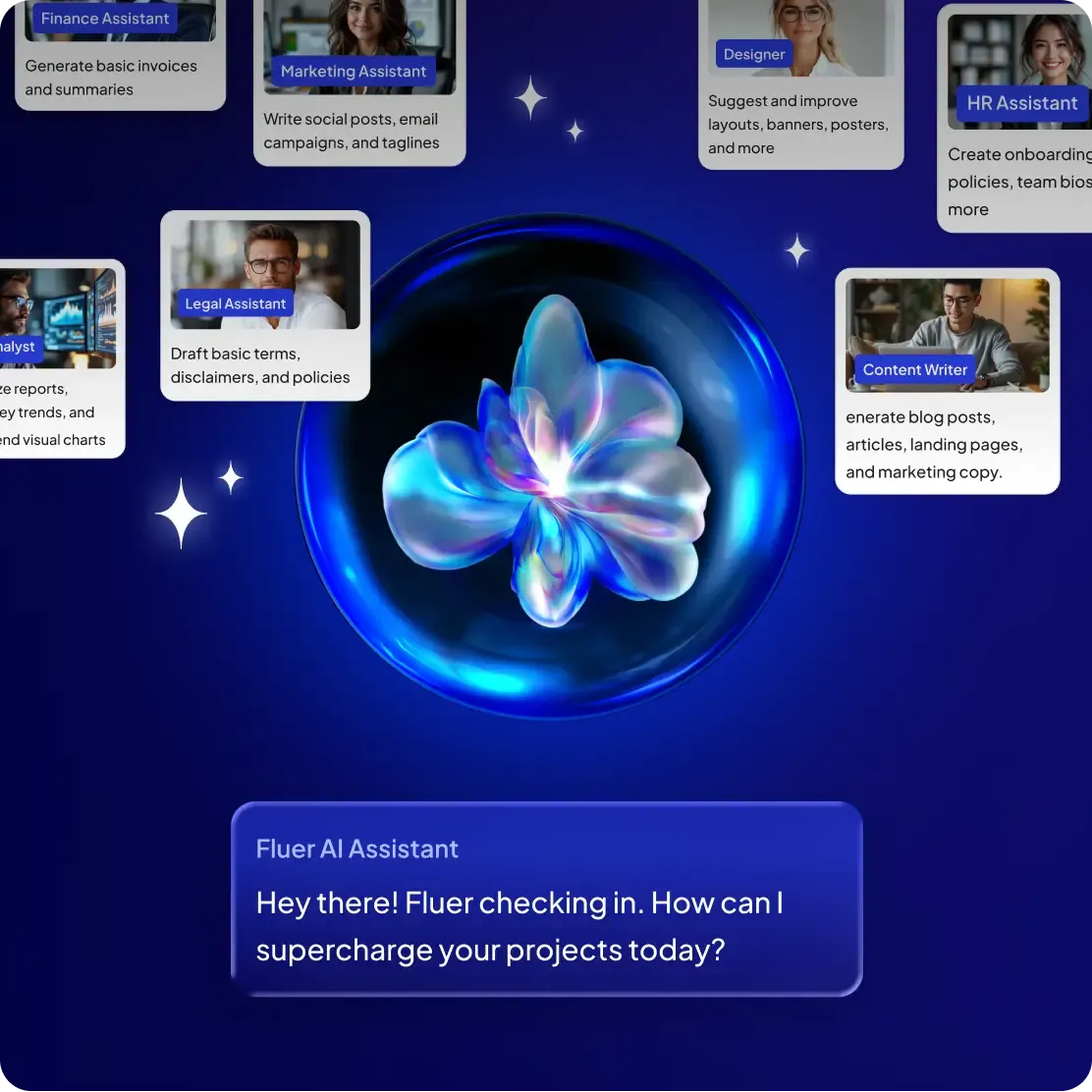 Fluer AI Assistants | Design, Market, and Grow Smarter